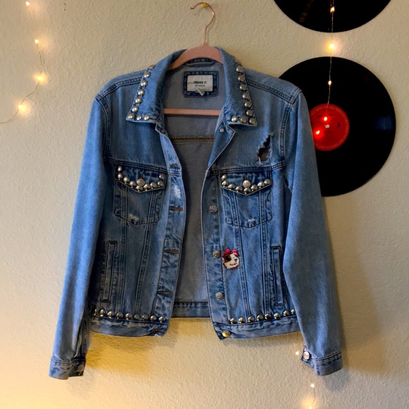 Forever 21 | Jackets & Coats | Studded California Blue Denim Jacket ...